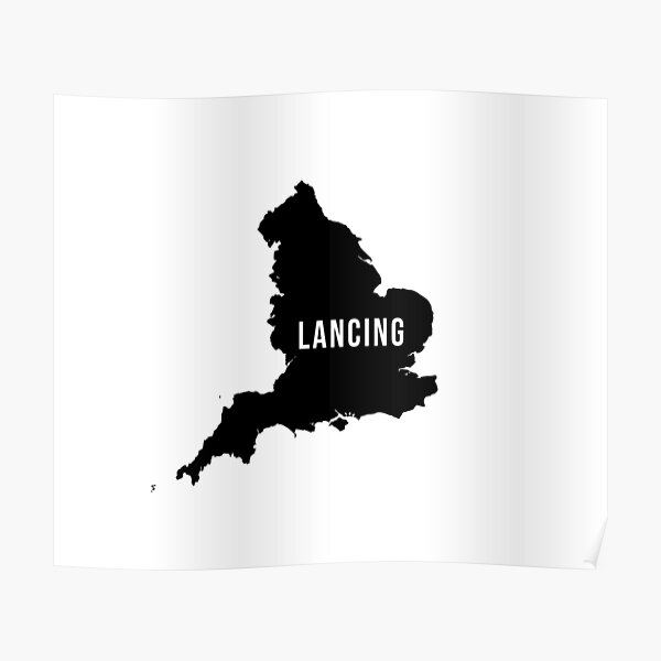 "Lancing, West Sussex England UK Silhouette Map" Poster for Sale by ...