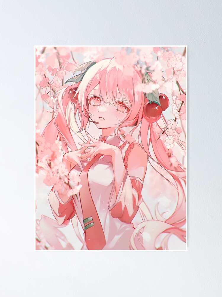 "Hatusne Miku with Sakura" Poster for Sale by SaraiHumphrey | Redbubble