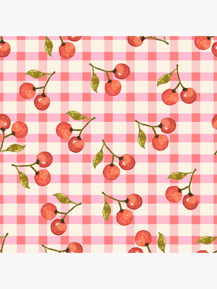 "Plaid Vintage Cherry Pattern Retro Collection" Sticker for Sale by ...