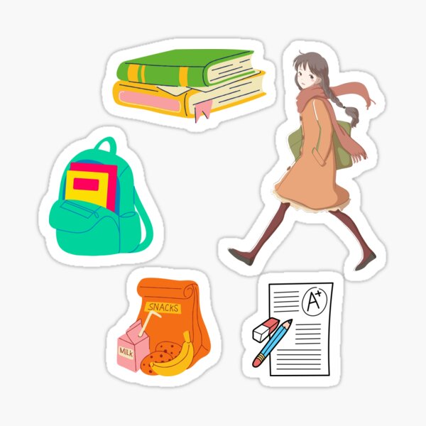 "Anime School Girl Sticker Pack | Highschool Anime Girl | Beautiful ...