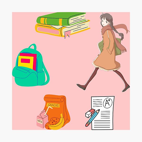 Lámina fotográfica «Paquete de pegatinas de Anime School Girl | Chica ...