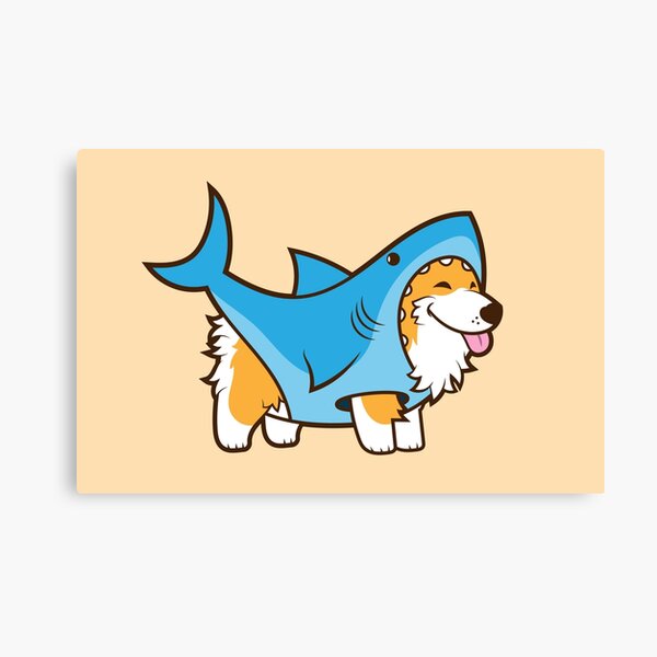 "Corgi In a Shark Suit" Canvas Print for Sale by Jennifer-Smith | Redbubble