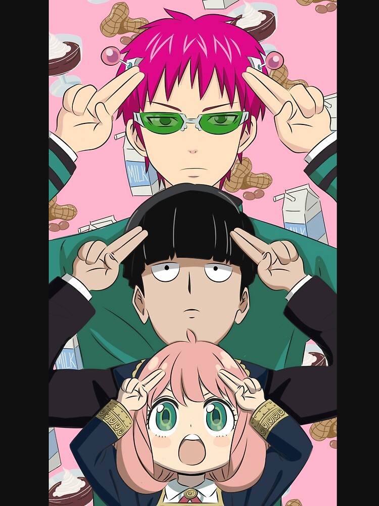 "Anya Forger Saiki K Mob Psycho Psychic Trio" T-shirt by jwallacetart ...