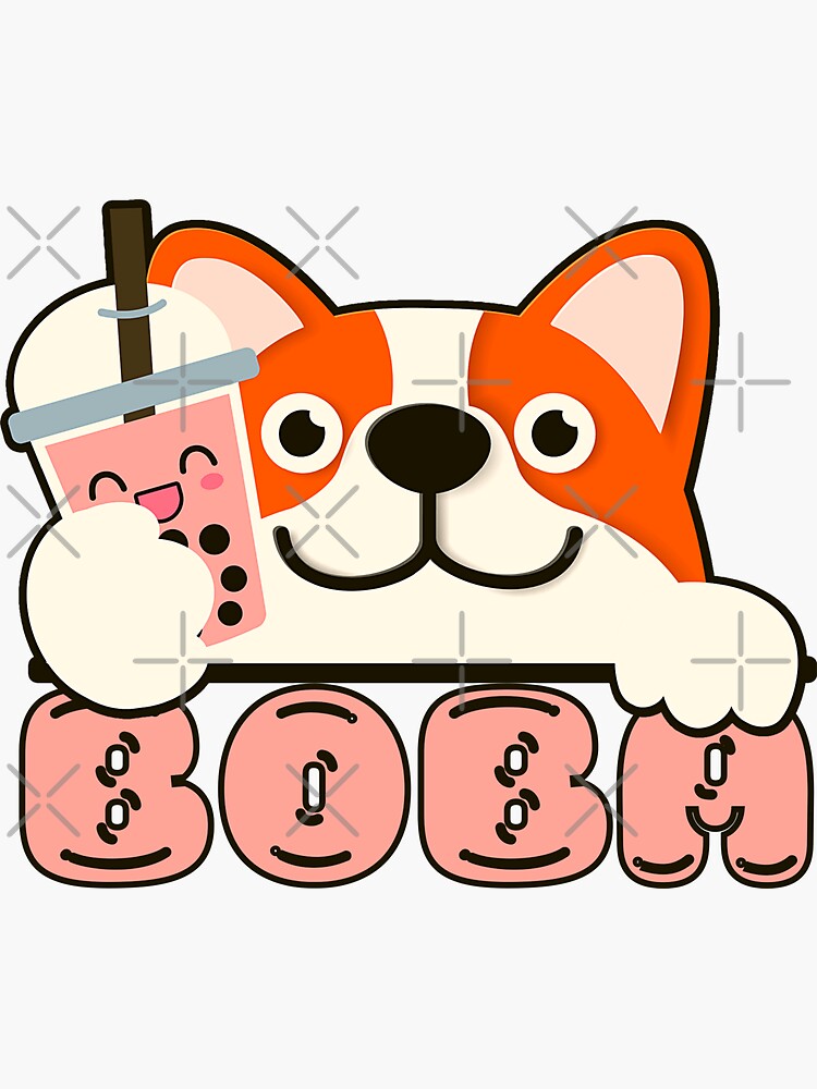 "Kawaii Corgi Drinking Boba Tea" Sticker for Sale by chibicreative ...