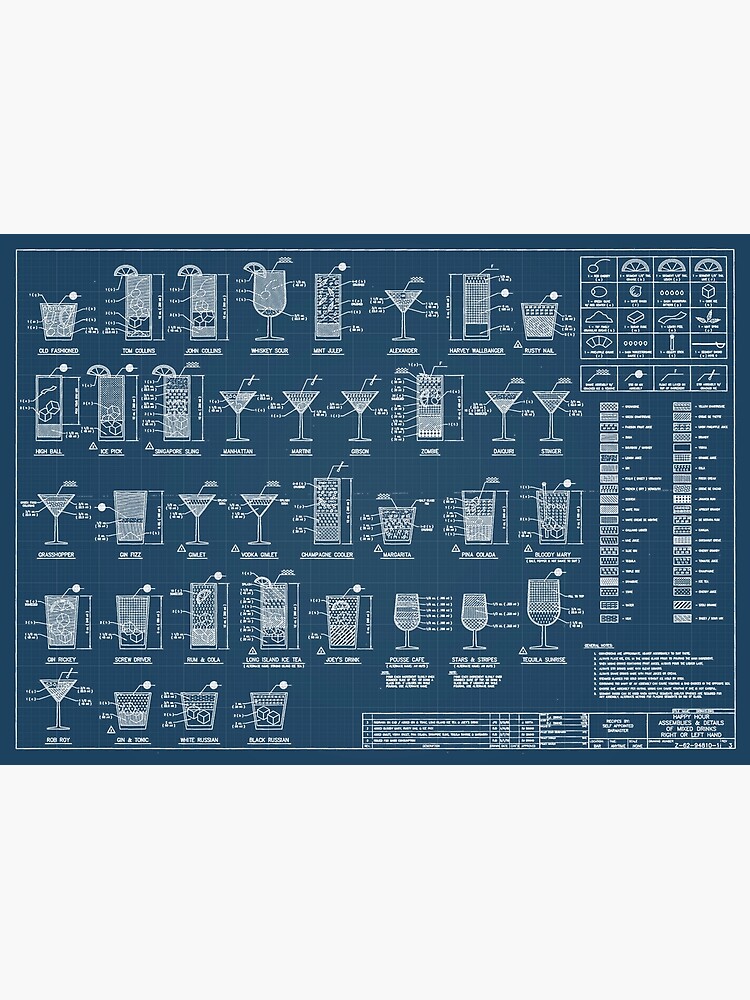 Cocktail chart blueprints Premium Matte Vertical Poster sold by Guam ...