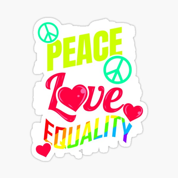 "LGBTQ Pride Month Logo Peace Love Equality" Sticker for Sale by ...