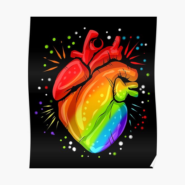 "Colorful Real Heart LGBTQ GAY Lesbian Pride Month" Poster for Sale by ...