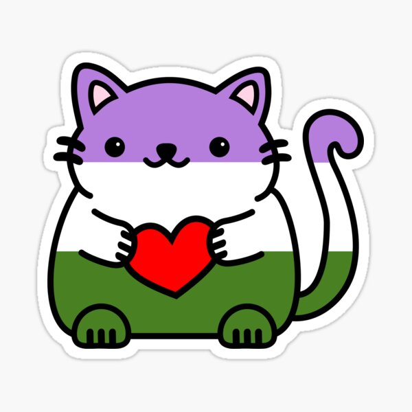 "Genderqueer Pride flag Kitty" Sticker for Sale by ilexdesigns | Redbubble