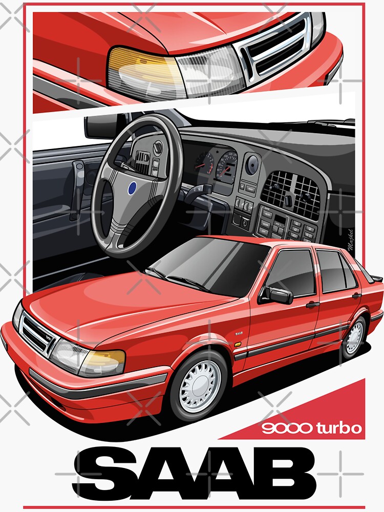"SAAB 9000 Turbo" Sticker for Sale by SAABshifter | Redbubble