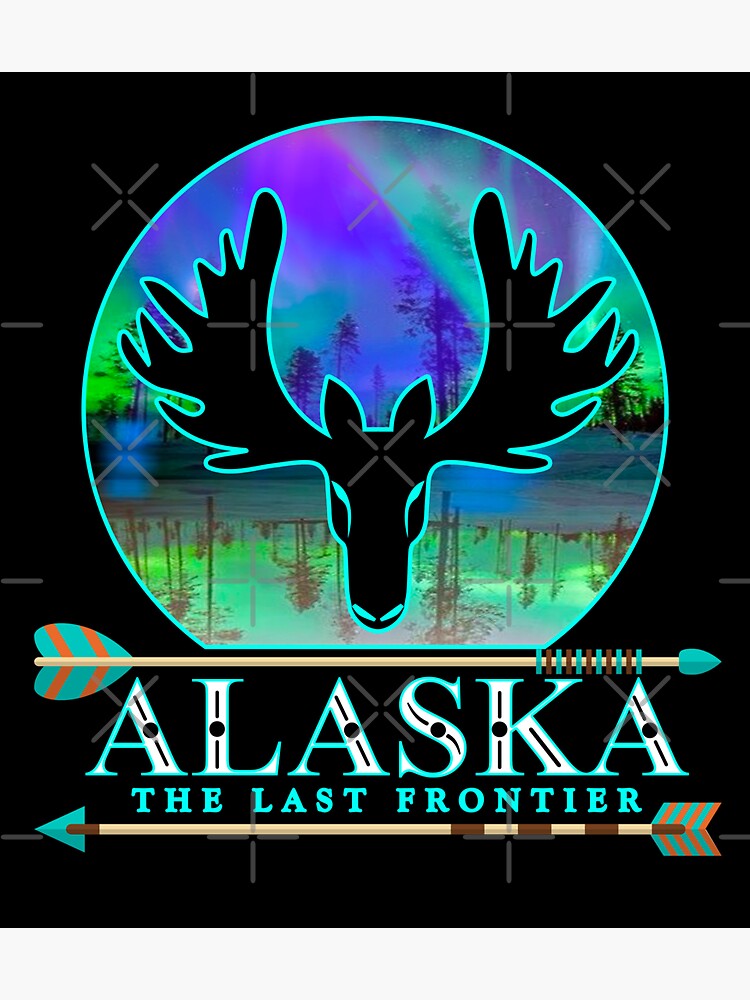 "Alaska Northern Lights Alaskan Moose with Aurora Borealis" Sticker for ...