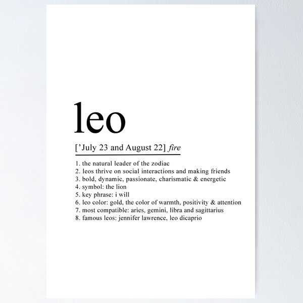 "Leo Definition, Leo Zodiac Sign gifts, Astrology gifts, Leo Star Sign ...