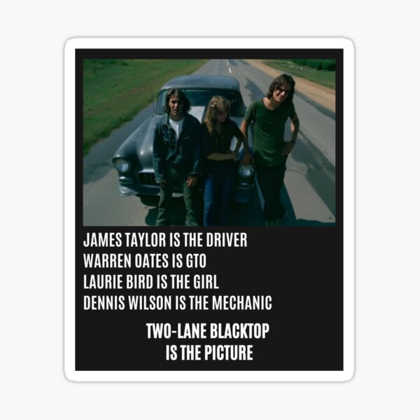 "Two Lane Blacktop - Cult Classic Car Movie" Sticker for Sale by ...