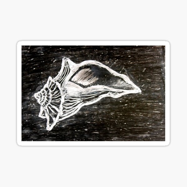 "White on black Cool shell" Sticker by miliishayart | Redbubble