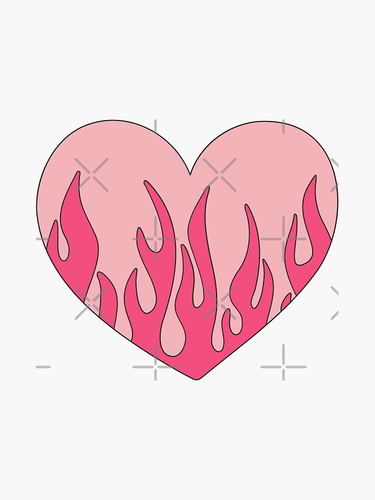 "Pink Fire Heart" Sticker for Sale by Pr3ttyBaddie | Redbubble