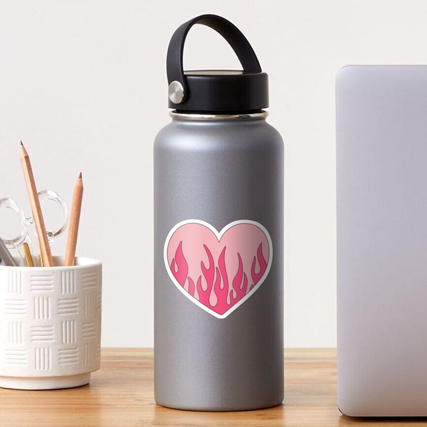 "Pink Fire Heart" Sticker for Sale by Pr3ttyBaddie | Redbubble