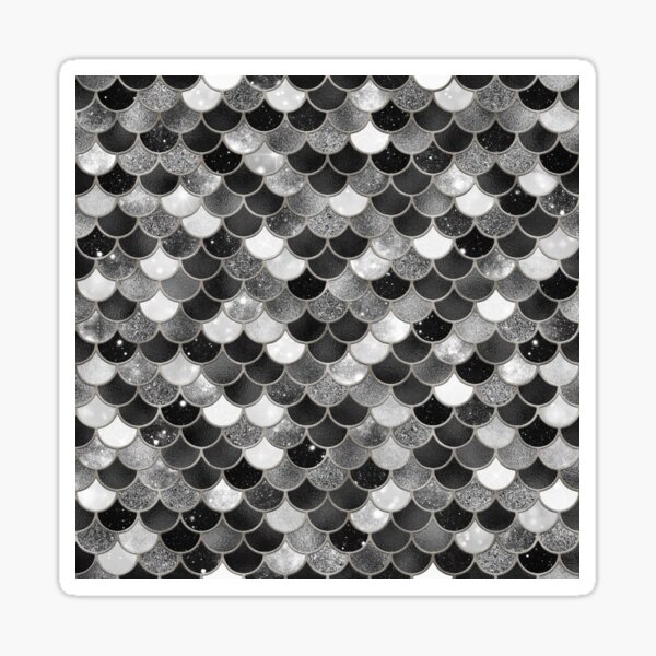"Black & White Glitter Mermaid Scale Pattern" Sticker for Sale by ...