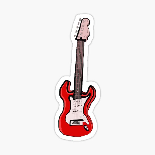 "Red Electric Guitar" Sticker for Sale by johns-stickerss | Redbubble