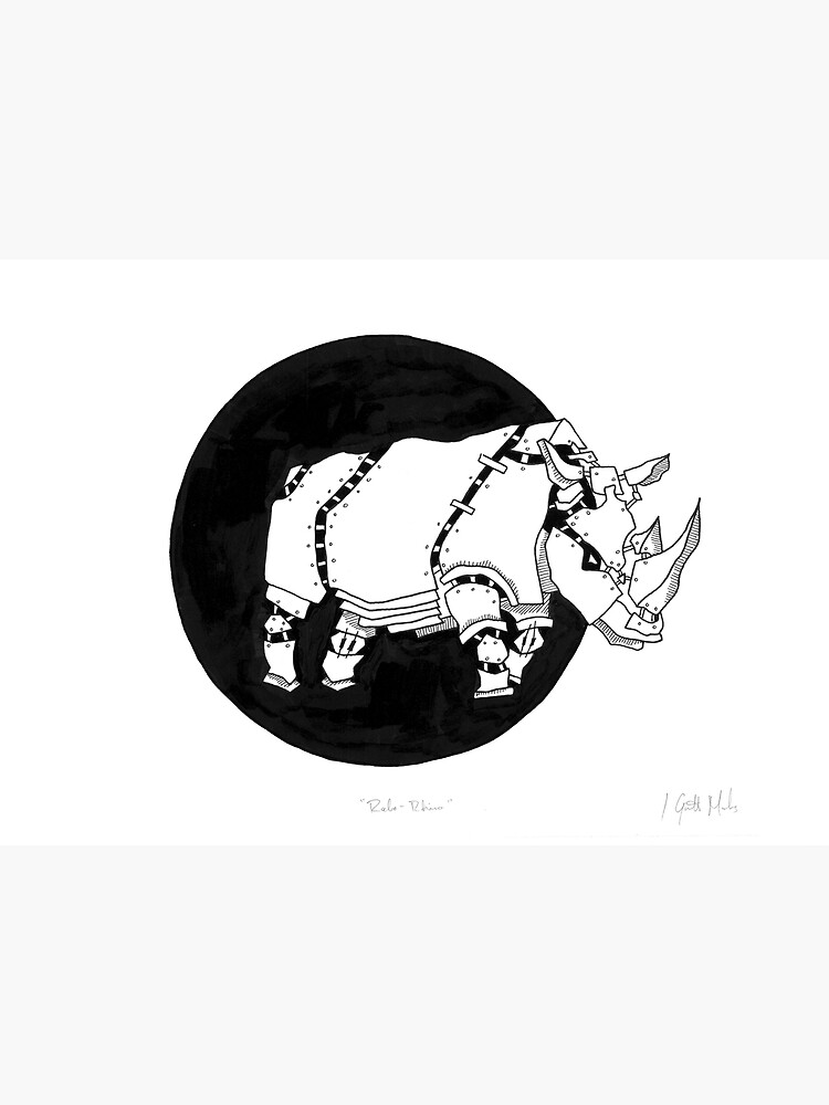 "Robo-Rhino | @makemeunison Hand Drawn Art" Poster by garrettmarks ...
