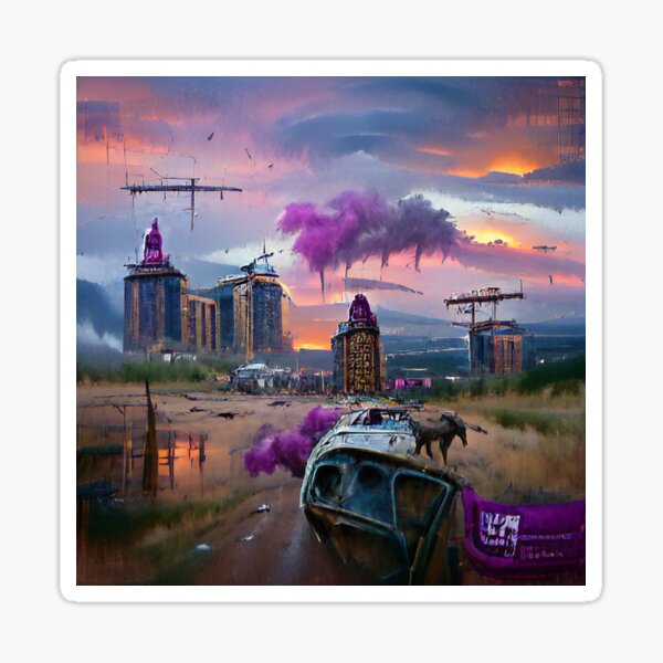 "Abandoned Post Apocalyptic City" Sticker by ArtEntusiast | Redbubble