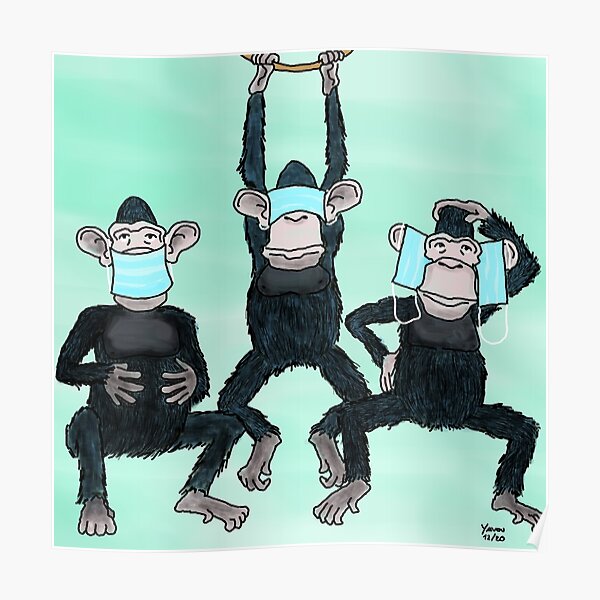 "3 monkeys cartoon" Poster for Sale by YavouShop | Redbubble