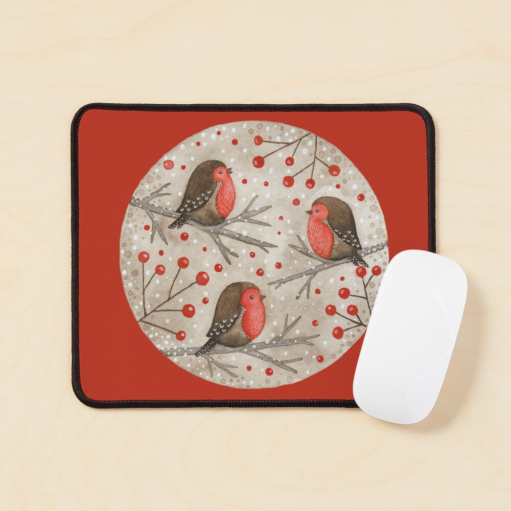 "Robins and red berries" Sticker for Sale by Laorel | Redbubble