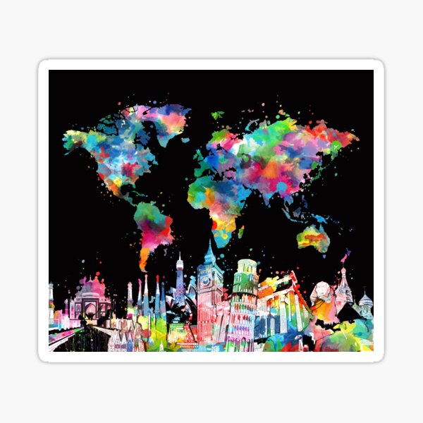 "world map" Sticker for Sale by BekimART | Redbubble