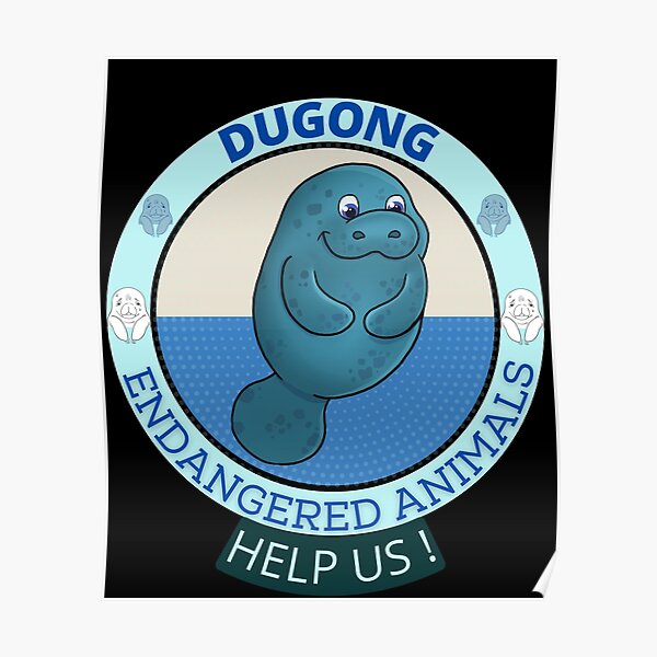 "Sea Animals Endangered Dugong " Poster for Sale by yassooarts | Redbubble