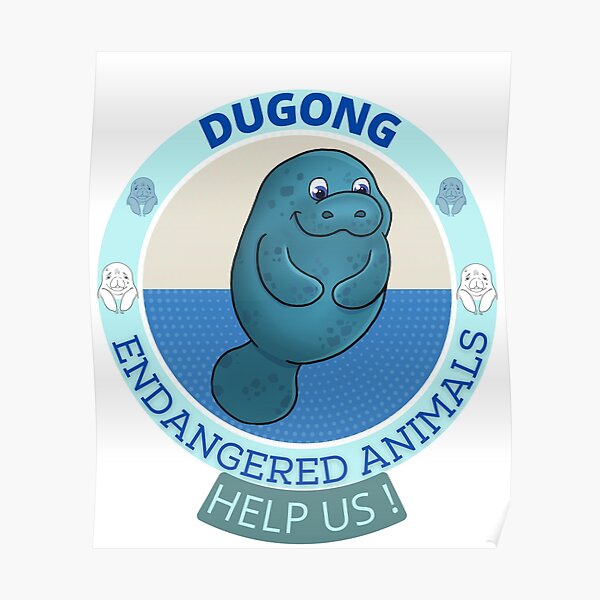 "Sea Animals Endangered Dugong " Poster for Sale by yassooarts | Redbubble