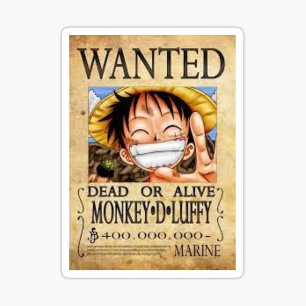 "One Piece Luffy Wanted Poster" Sticker for Sale by RichMcBoss | Redbubble