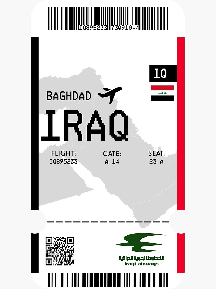 "Boarding Ticket Baghdad - Iraq" Sticker for Sale by EZ-Store11 | Redbubble