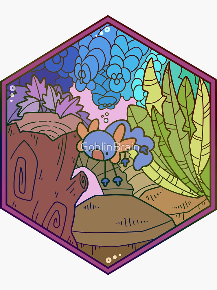 "Rainbow Axolotl Aquarium " Sticker by GoblinBrain | Redbubble