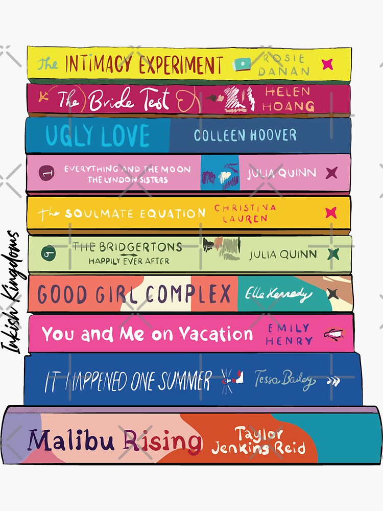 "Romance book stack" Sticker for Sale by InkishKingdoms | Redbubble