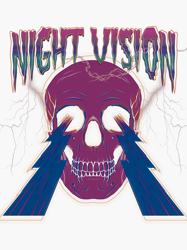 "Neon skull night vision " Sticker for Sale by Solarie | Redbubble