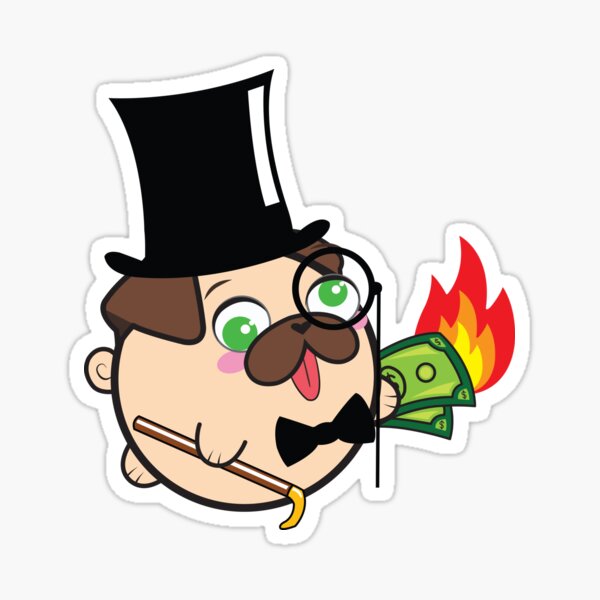 "Doopy the Pug Puppy - Puttin' On The Ritz" Sticker by poopy-and-doopy ...