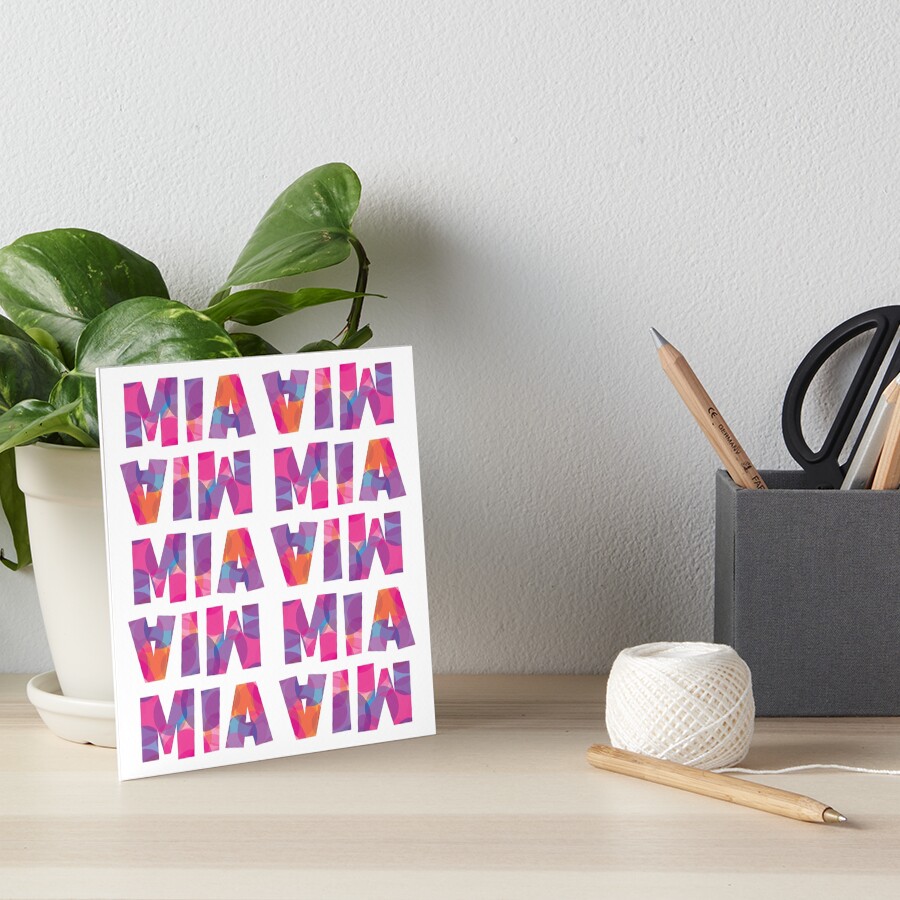 "Mia cute name in pink color." Art Board Print for Sale by ocristianart ...