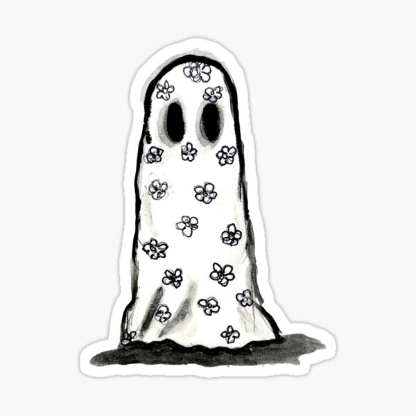 "Black and White Sheet Ghost" Sticker by BleedStainArt | Redbubble
