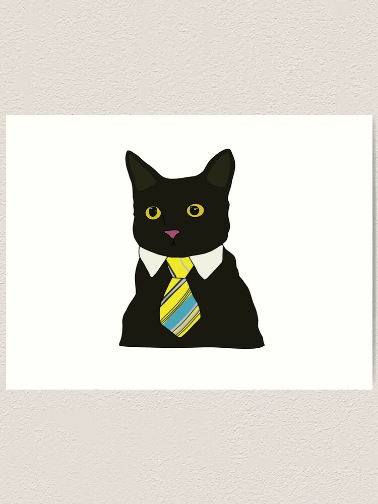 "Black Cat Corporate Business Kitty Meme Sticker" Art Print for Sale by ...