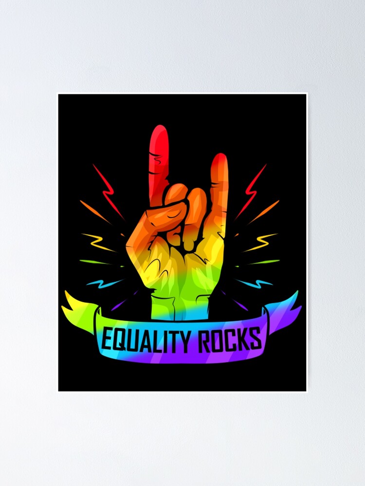 "Colorful Sign Of The Horns Hand LGBTQ Equality Rocks" Poster for Sale ...