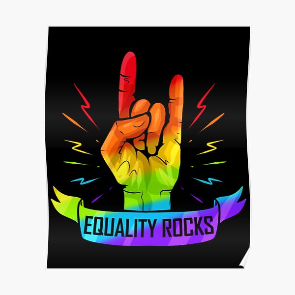 "Colorful Sign Of The Horns Hand LGBTQ Equality Rocks" Poster for Sale ...