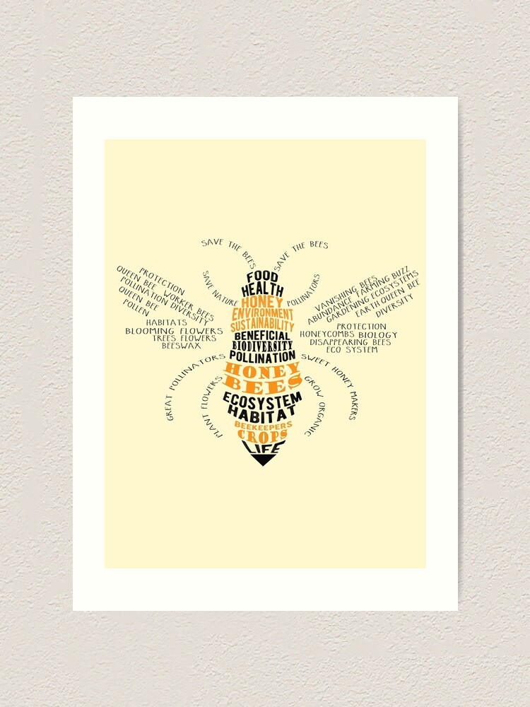"Honey Bee - Bee Shaped Word Cloud " Art Print by jitterfly | Redbubble