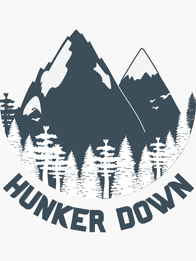 "Vintage Hunker Down Bold Typography with trekking illustration ...