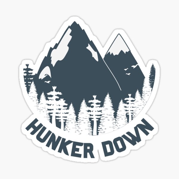 "Vintage Hunker Down Bold Typography with trekking illustration ...