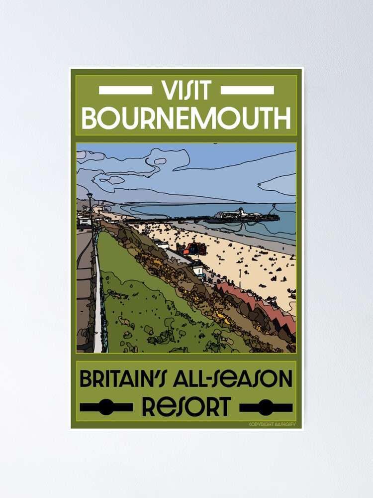"Vintage Bournemouth Retro Art Posters - Classic Inspired Travel ...