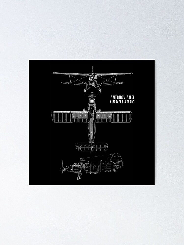 "Antonov An3 Aircraft Blueprint" Poster for Sale by PodiShawna | Redbubble