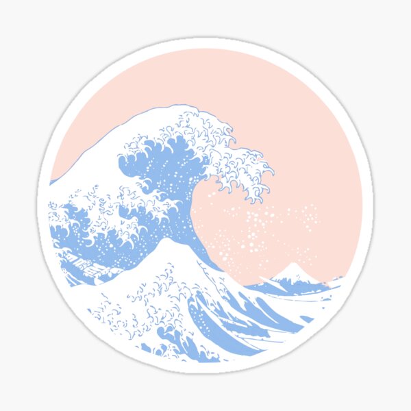 "Japanese Kanagawa Wave Aesthetic Sticker Vinyl Decal Blue Waves ...