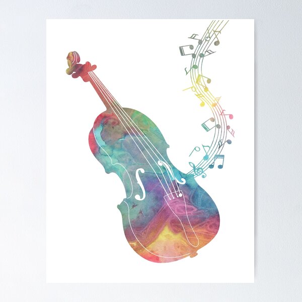 "Watercolor Violin With Music Notes" Poster for Sale by Primroaddesigns ...