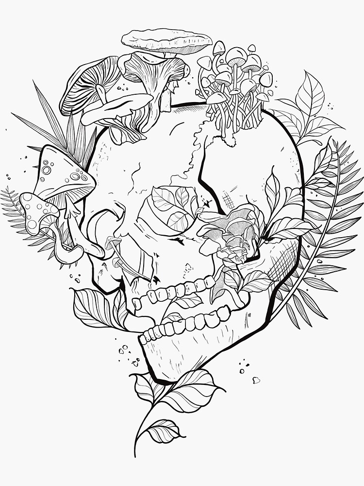 "Skull line art" Sticker for Sale by geekartistry | Redbubble