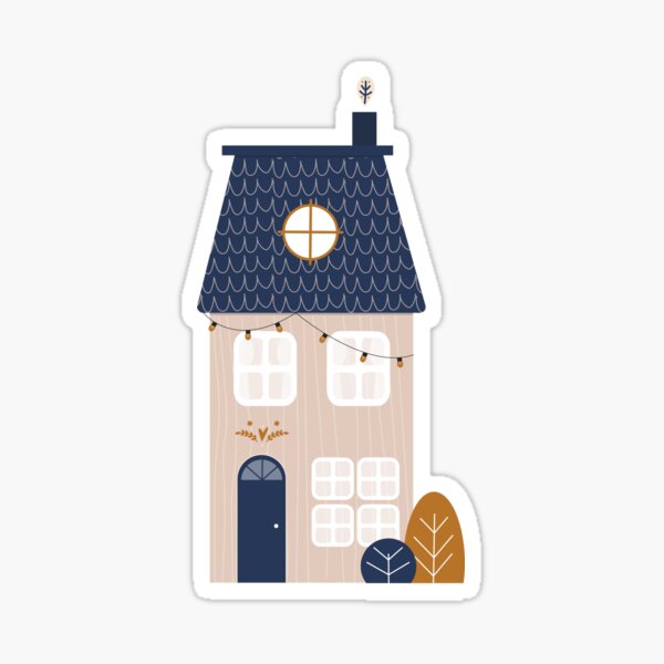 "A blue house" Sticker for Sale by PetitesPapoutes | Redbubble