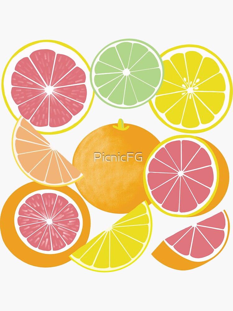 "Fresh Grapefruit" Sticker for Sale by PicnicFG | Redbubble