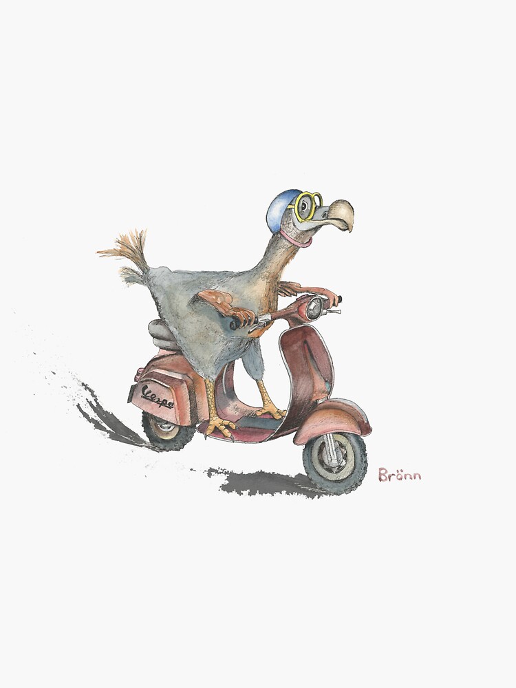 "Dodo on his red scooter" Sticker by DodoGallery | Redbubble